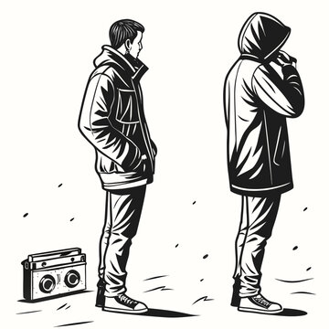 man back profile drawing