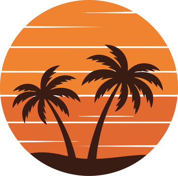Sunset Palm Tree Logo