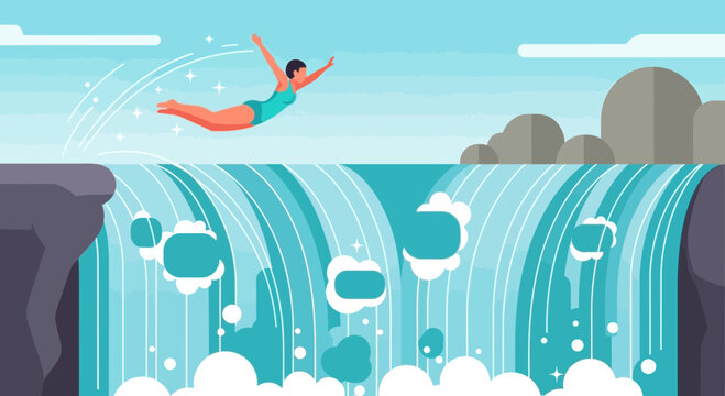 cliff diving clipart