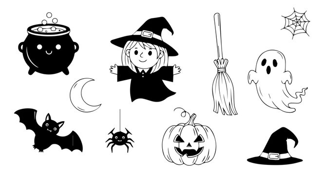 Black And White Cute Halloween Clip Art