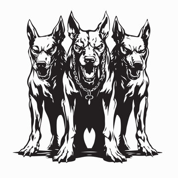 hellhound cerberus drawing