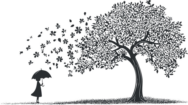 wind blowing trees drawing