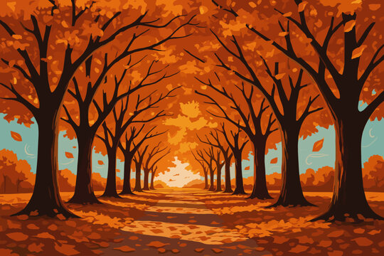 fall trees background drawing