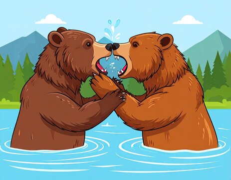 cartoon two bears