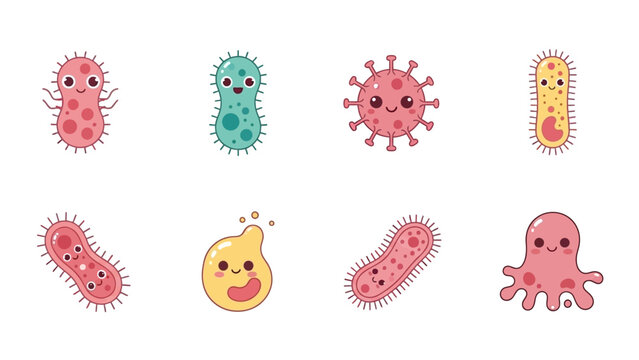 cute microbes drawing