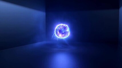 Pulsing spiky energy orb sending electric sparks along tendrils through ...